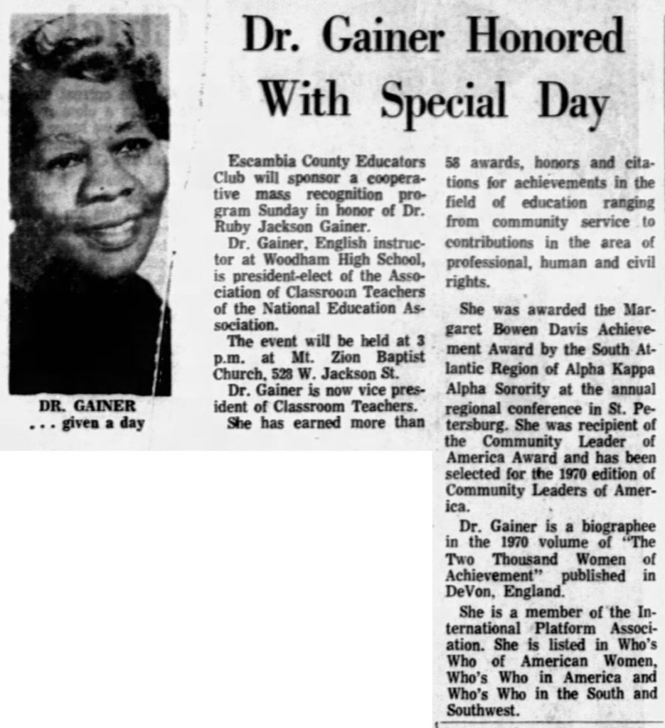 Ruby Gainer – W. J. Woodham 1970